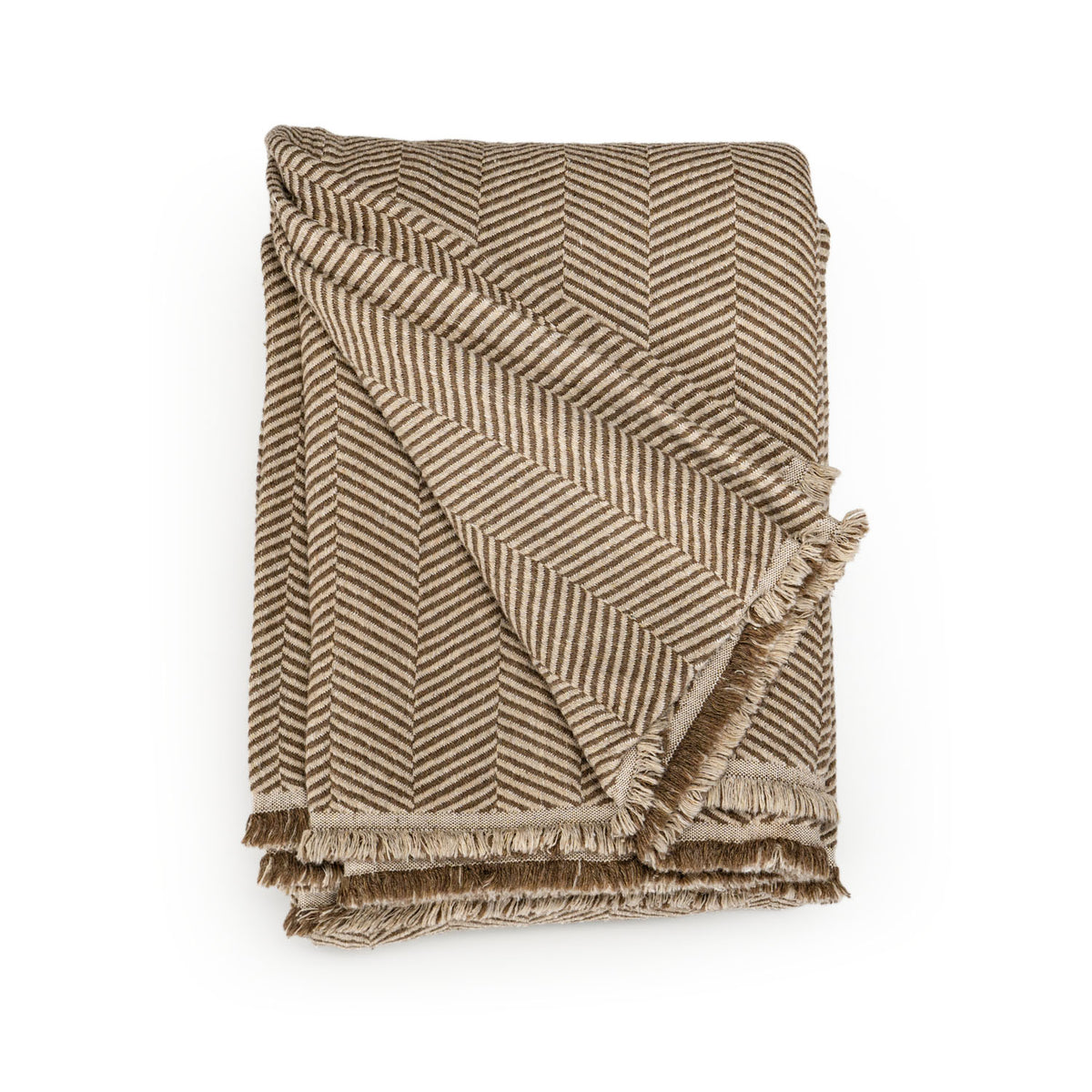 Ivory Herringbone Throw – Fiber and Fill